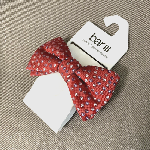 Bar III Men’s Pre-Tied Red Bow Tie & White Pocket Square Set ...