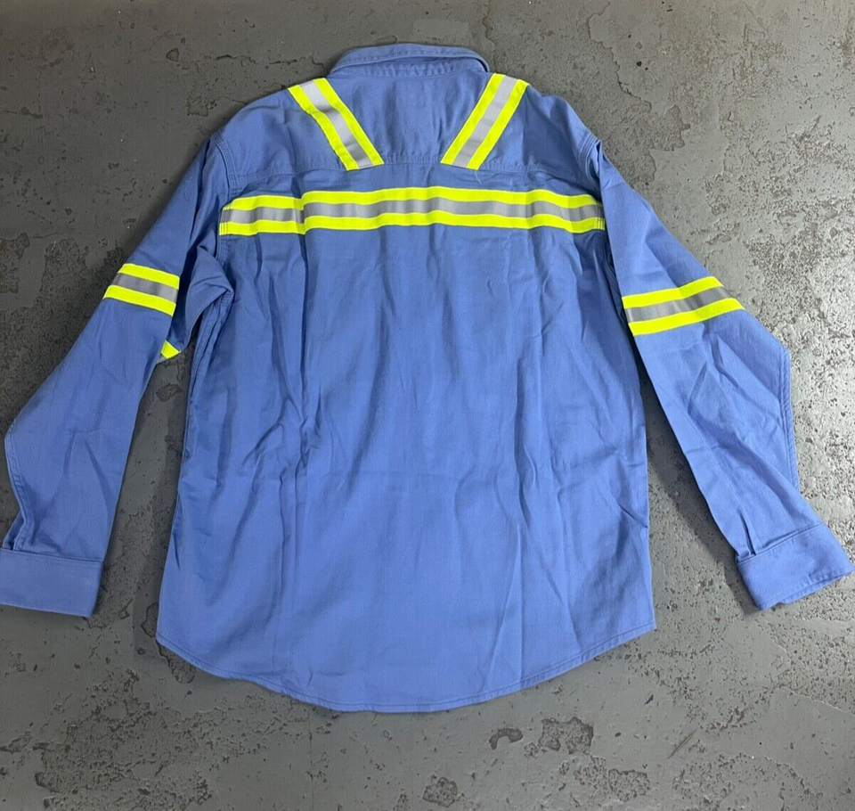 Men's Carhartt FRC Hi Vis Flame Resistant Button Up Light Blue Work ...