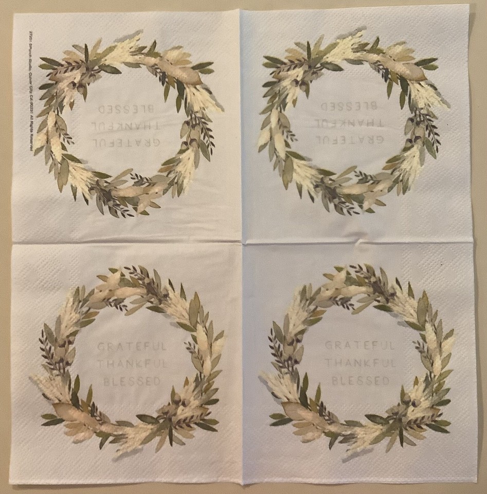 TWO Grateful Thankful Blessed Paper Napkins Fall Decoupage Autumn ...
