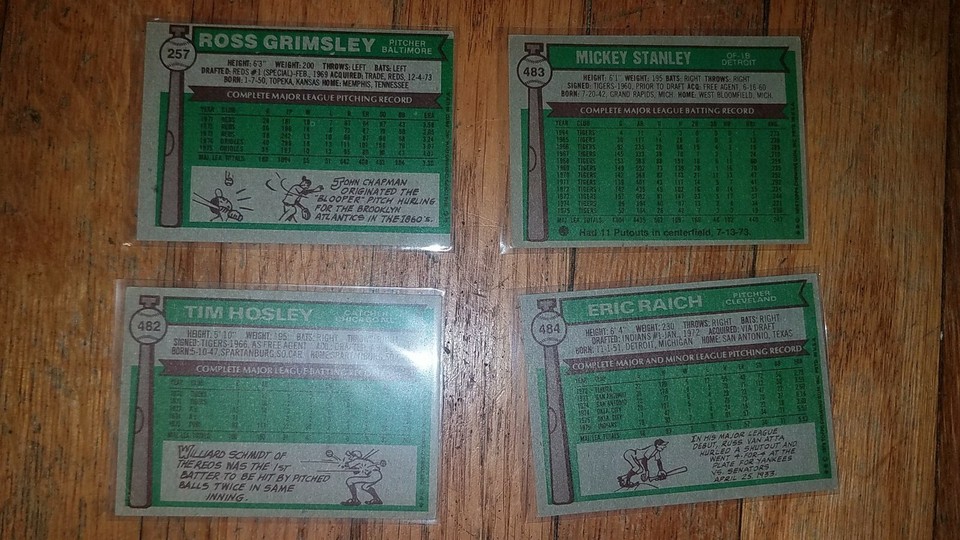 1976 Topps baseball Card Bob Moose Ray Corbin Rudy May Ellie Hendricks ...