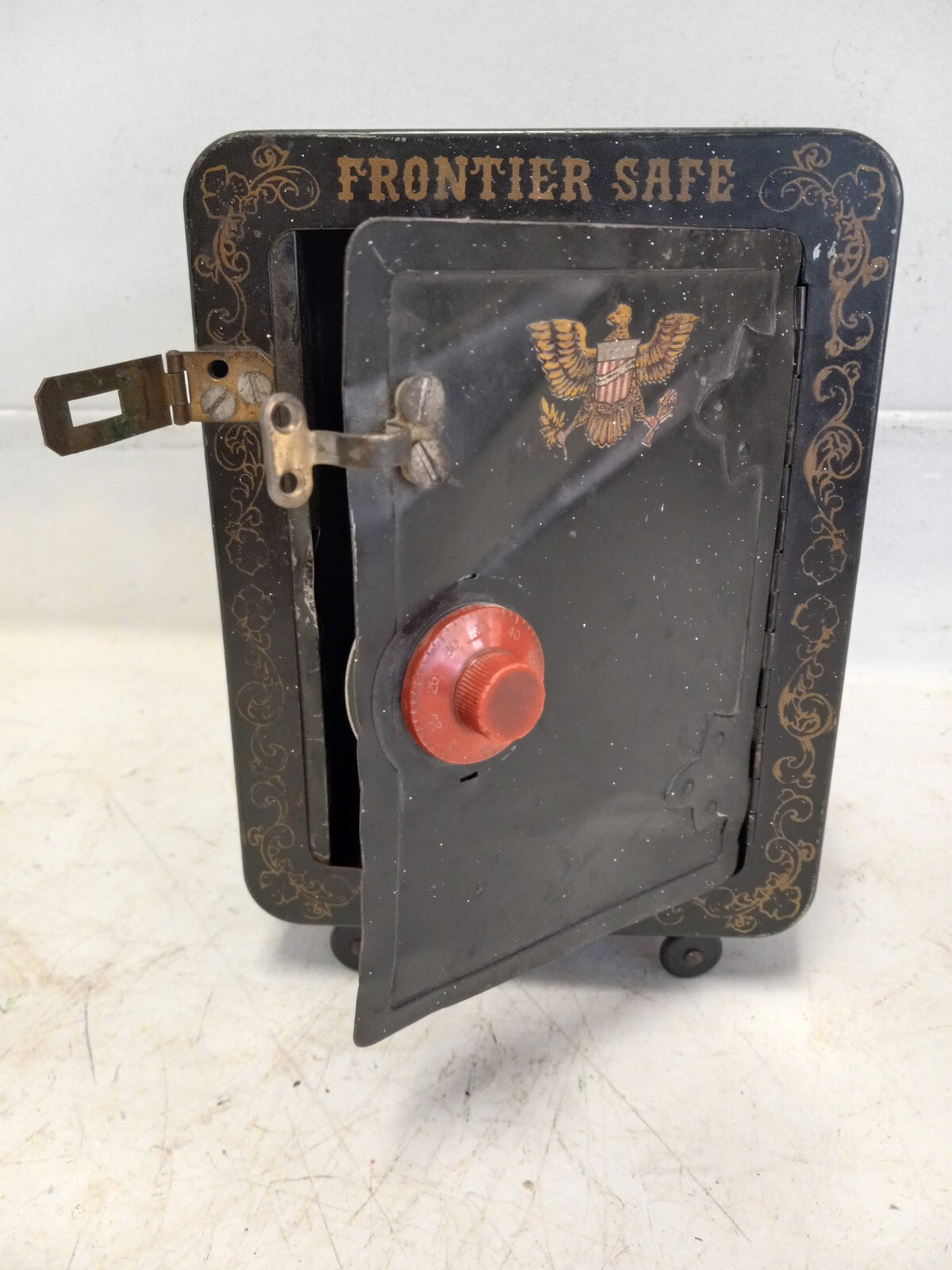 Vintage Frontier Combination Safe Toy Bank Vault w/ Added Hasp Security ...