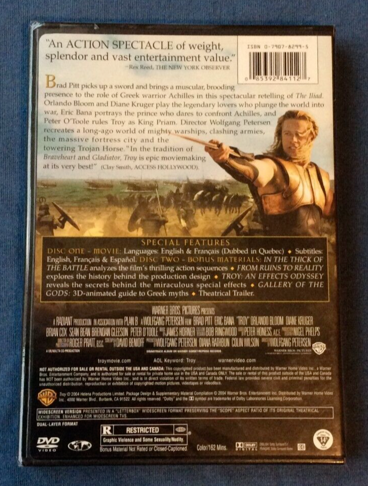 Troy DVD (2004) Brad Pitt, Eric Bana, Orlando Bloom: Brand New/ Sealed ...