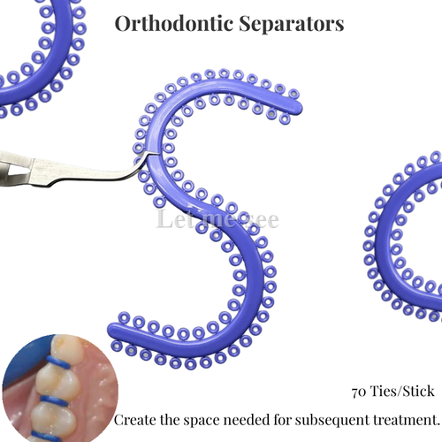 70 ties/stick Dental Orthodontic Separators Molded Separate Elastic Tie ...