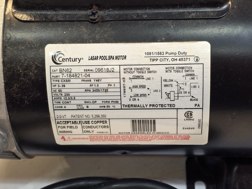 Century BN62 3 HP 2-Speed Above Ground Swimming Pool & Spa Motor | eBay
