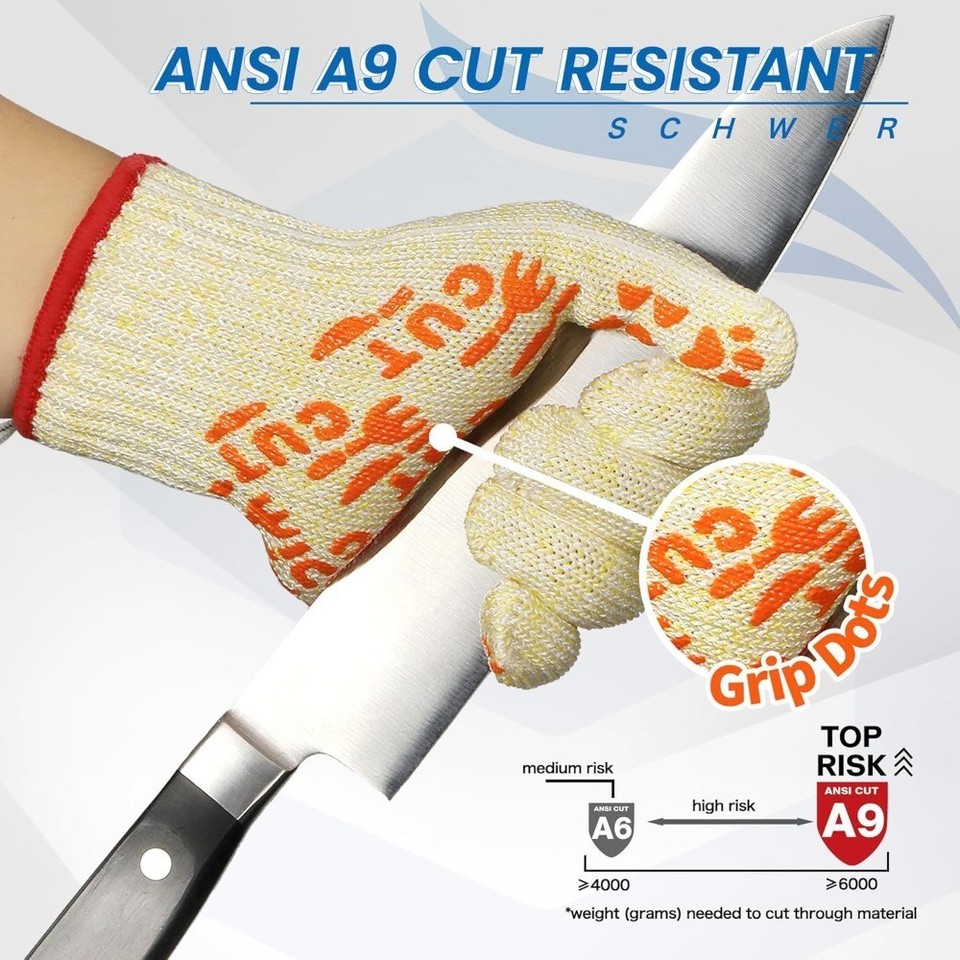 Cut Resistant Gloves Food Grade Non-Slip for Kitchen Meat Cutting ...