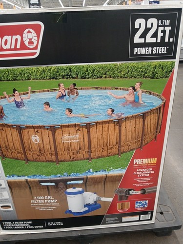 Coleman Power Steel 22' x 52" Round Metal Frame Above Ground Pool Set ...