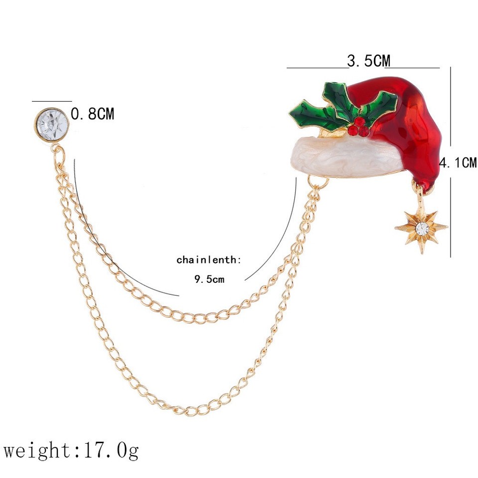 Stylish Cartoon Christmas Hat Shaped Brooch Alloy Drop Oil Brooch Wild ...