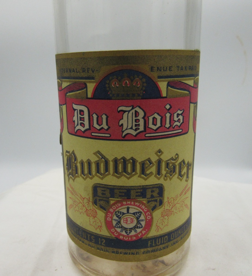 1946 DuBois Budweiser Beer Buffalo, NY 12 oz Paper Label CLEAR Beer ...