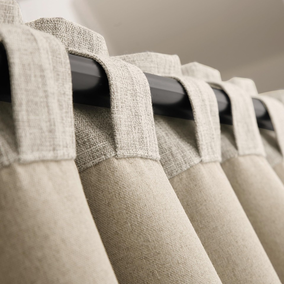 INLINAS Linen Bamboo Knots Texture Blackout Curtains - 100% Light ...