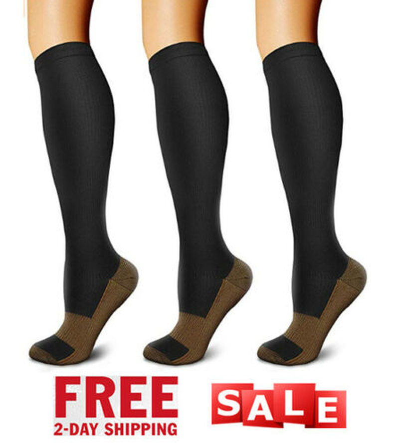 Compression Socks 30-40 mmHG Medical Knee High Men Women Support Brace ...
