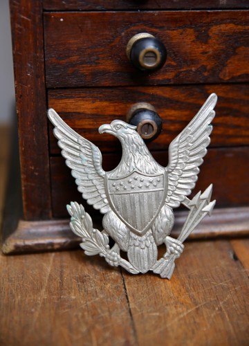 Vintage Antique Military Medal helmet Hat Badge Eagle Shield Officer ...