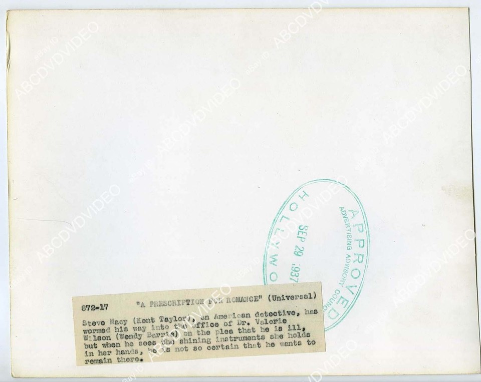 o4894 1937 orig photo Wendy Barrie, Kent Taylor exam room film ...