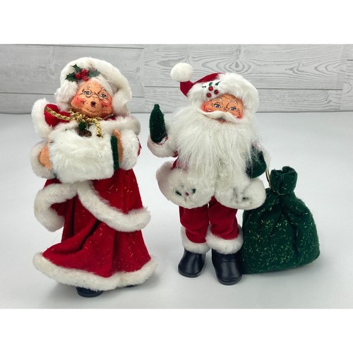 Annalee Mr & Mrs Santa Claus Christmas Green Toy Bag Hand Muff 10" Tall ...