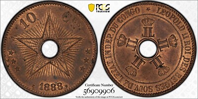 1888 Congo Free State 10 Centime PCGS MS63RB | eBay