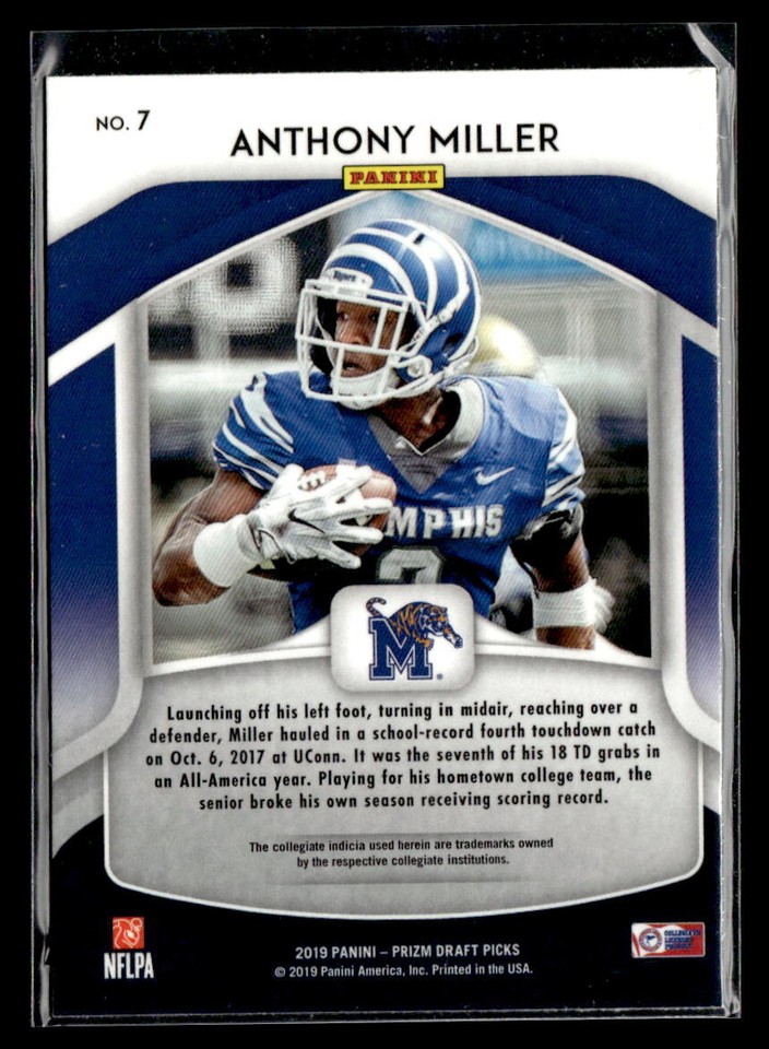 2019 Panini Prizm Draft Picks #7 Anthony Miller Card Memphis Tigers | eBay