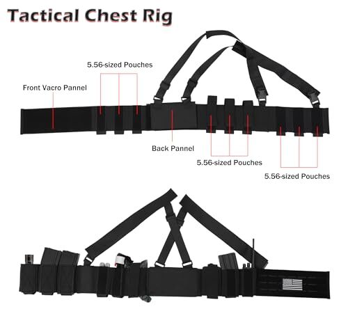 Tactical Chest Rig, Low-profile Molle Chest Rig with 5.56-sized ...