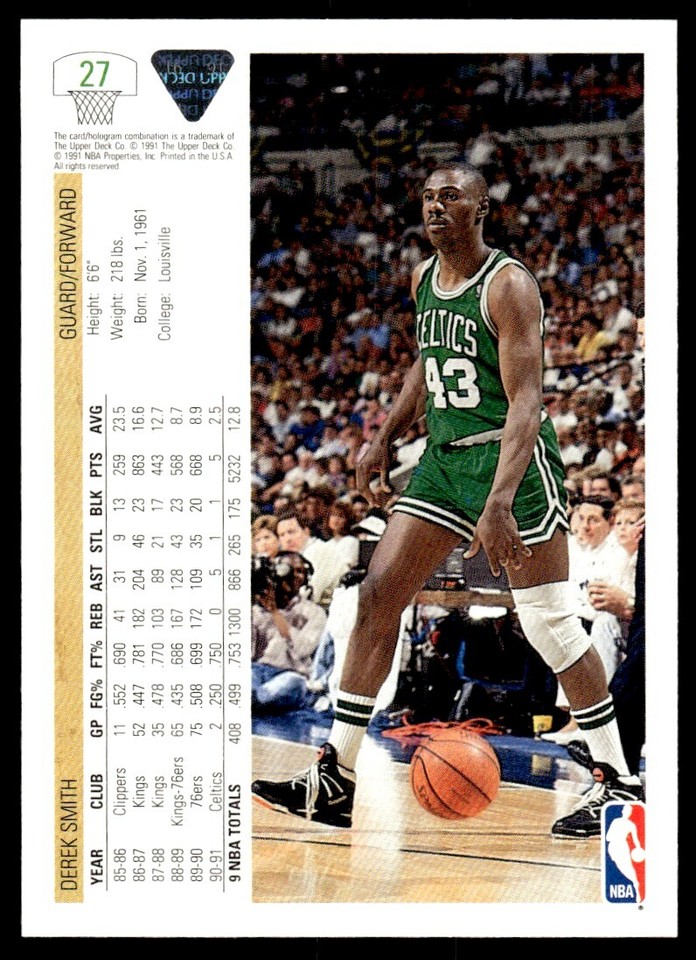 1991-92 Upper Deck Derek Smith Boston Celtics #27 | eBay