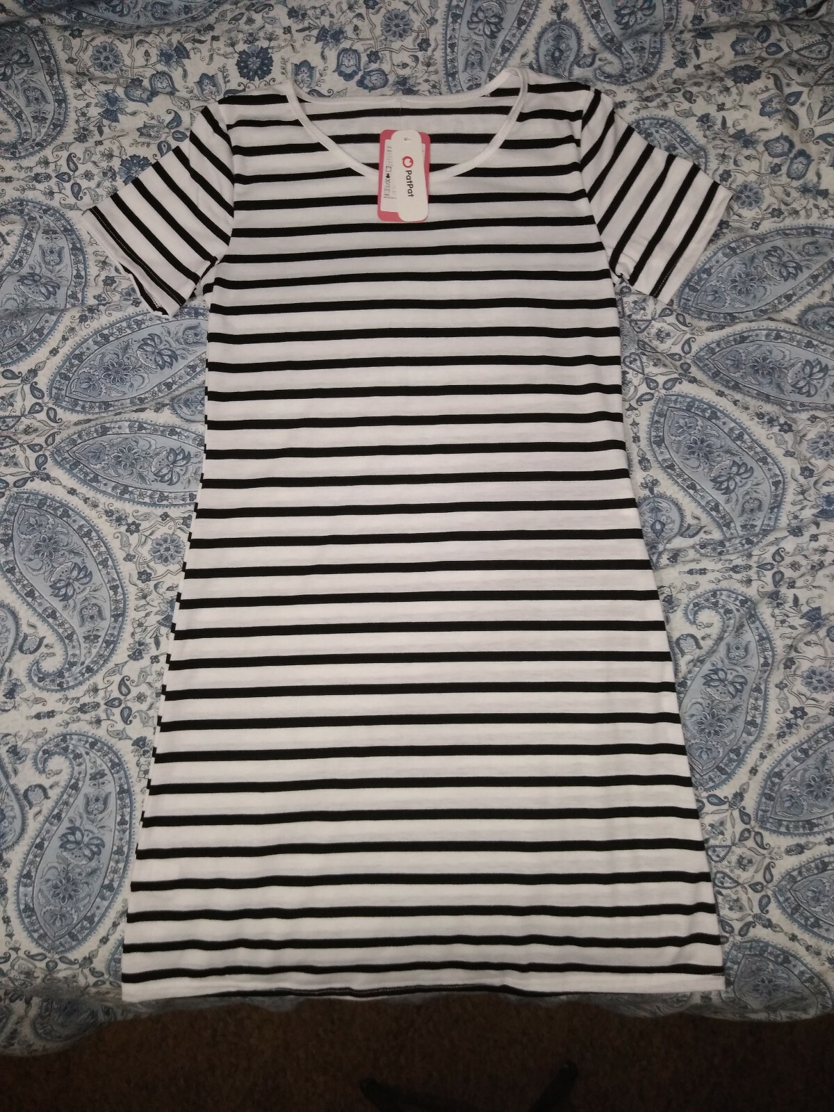 NWT Pat Pat Women's Trendy Black And White Striped Dress Size Small | eBay