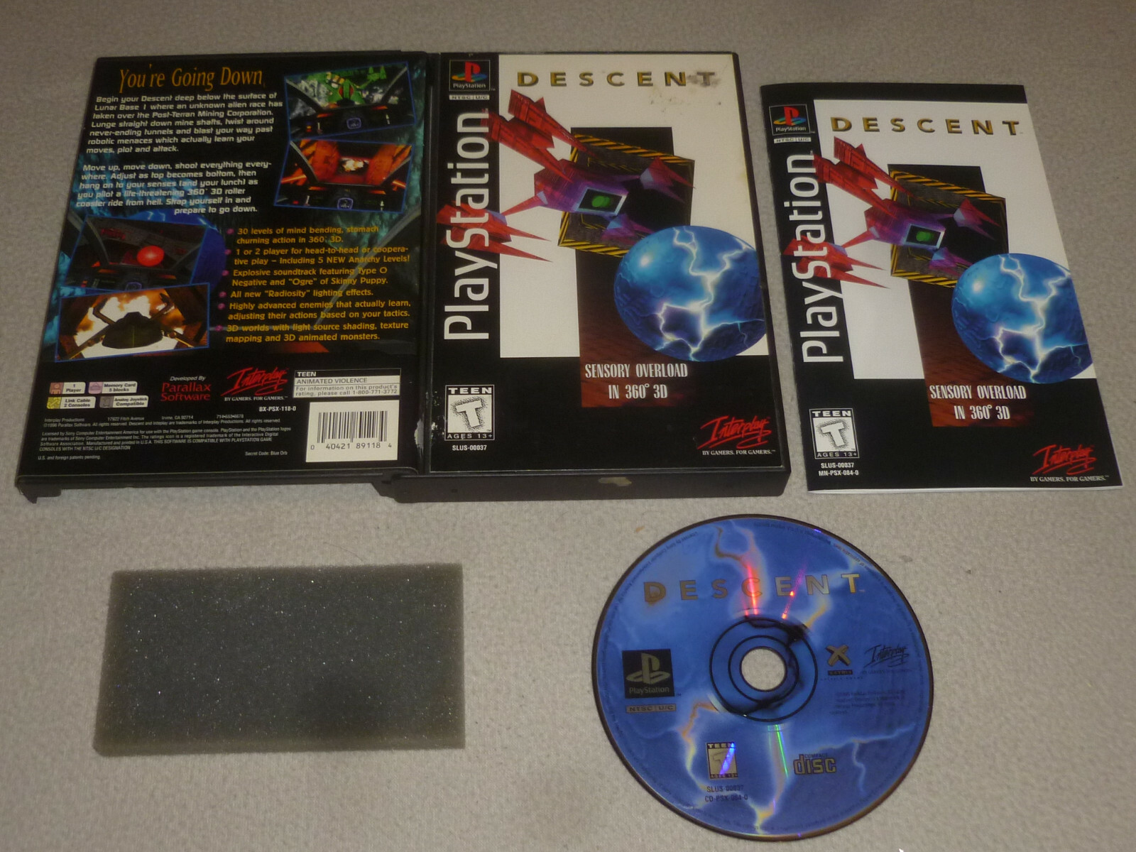 PLAYSTATION LONGBOX VIDEO GAME DESCENT W CASE & MANUAL INTERPLAY PS1 | eBay