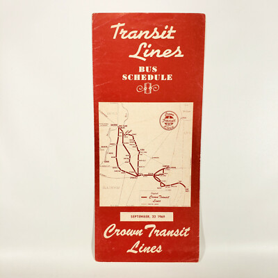 1969 Crown Transit Lines Bus Brochure Timetable Illinois Iowa Indiana ...