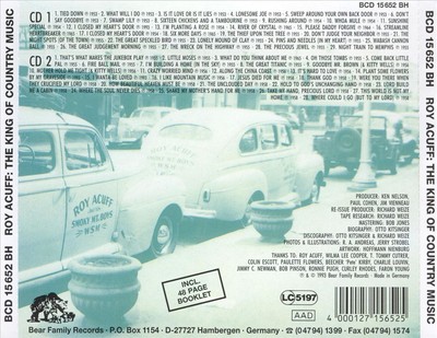 ROY ACUFF KING OF COUNTRY MUSIC [BEAR FAMILY BOX SET] NEW CD ...