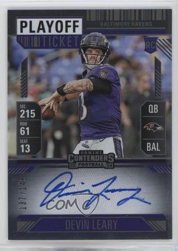 2024 Panini Contenders RPS Playoff Ticket /149 Devin Leary #141 Rookie ...
