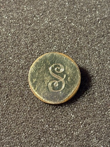 Antique Small Circular 12K Gold Filled Brooch Pin Monogrammed Cursive S ...