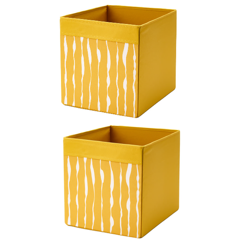 2 IKEA Fabric Storage Box Yellow 13x15x13" Foldable Cube Bin Shelve ...