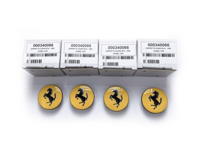 Ferrari 812 488 458 430 F12 Yellow Wheel Center Cap Set OEM 340066 4PCS ...