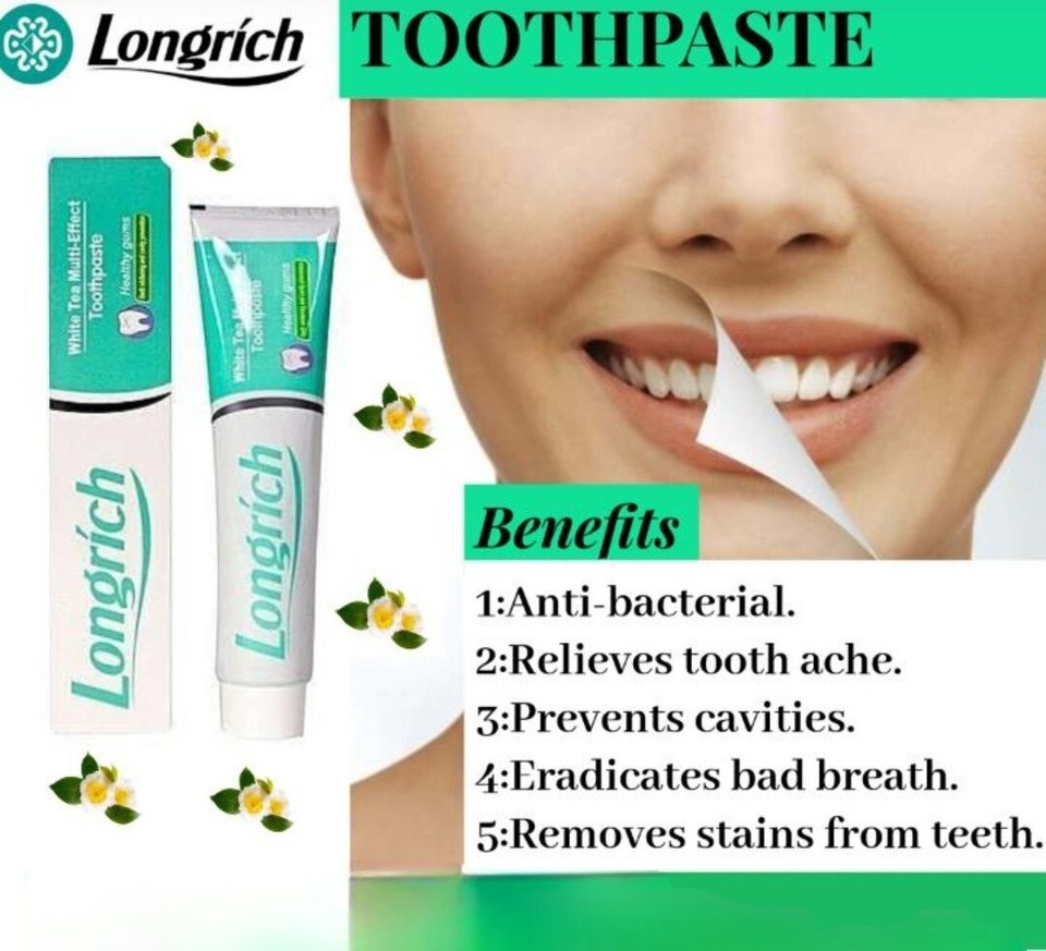 Longrich Toothpaste, WhiteTea, Fluoride Free, Deep Cleaning Jumbo Size ...