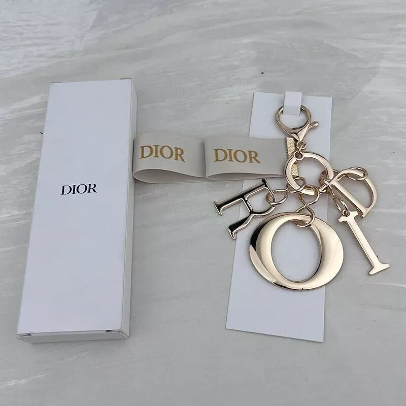 Dior Novelty Charm Gold Lucky Logo With diamond Keychain VIP Gift NEW ...