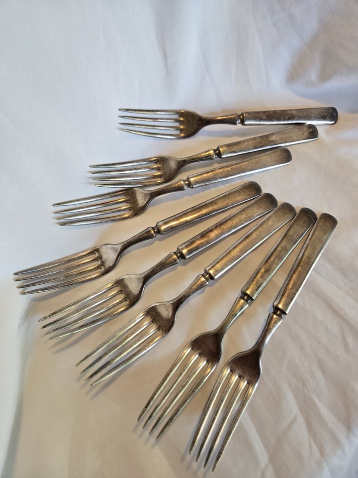 SET OF 8! ANTIQUE Rodgers & Bro. 12 Star Silver Plated Forks NICE ...