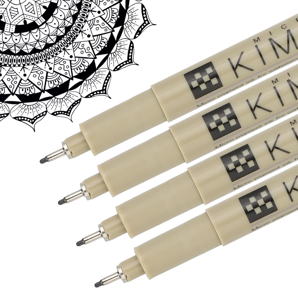 Micro Pen Fineliner Pens, 4Pcs 0.5Mm Fine Point Drawing Pens Waterproof ...