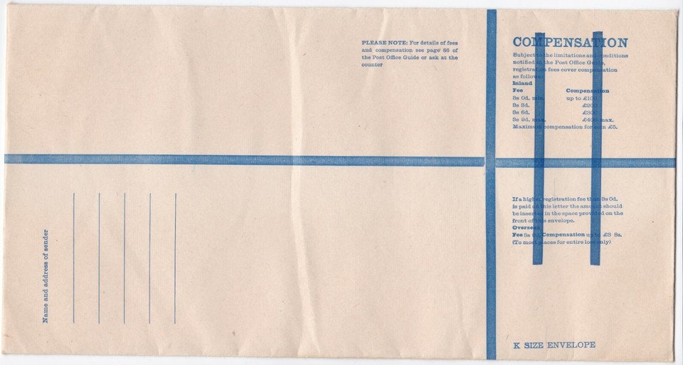 GB Postal Stationery 1971: 3s 5d+6p Registered Letter; RP99, Size K ...