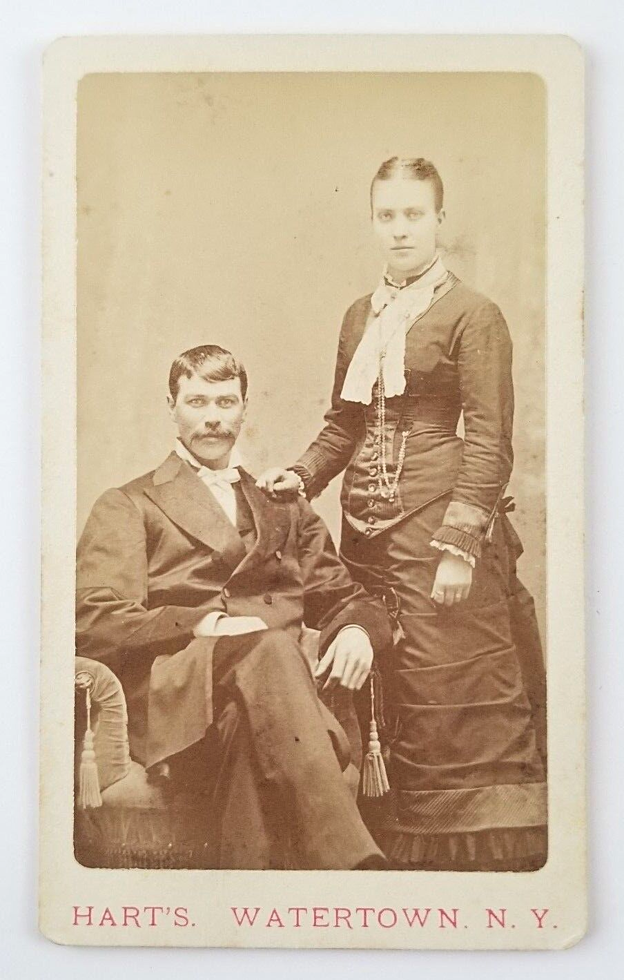 CDV Photograph Victorian Couple Husband Wife Fashion Hart Watertown New ...