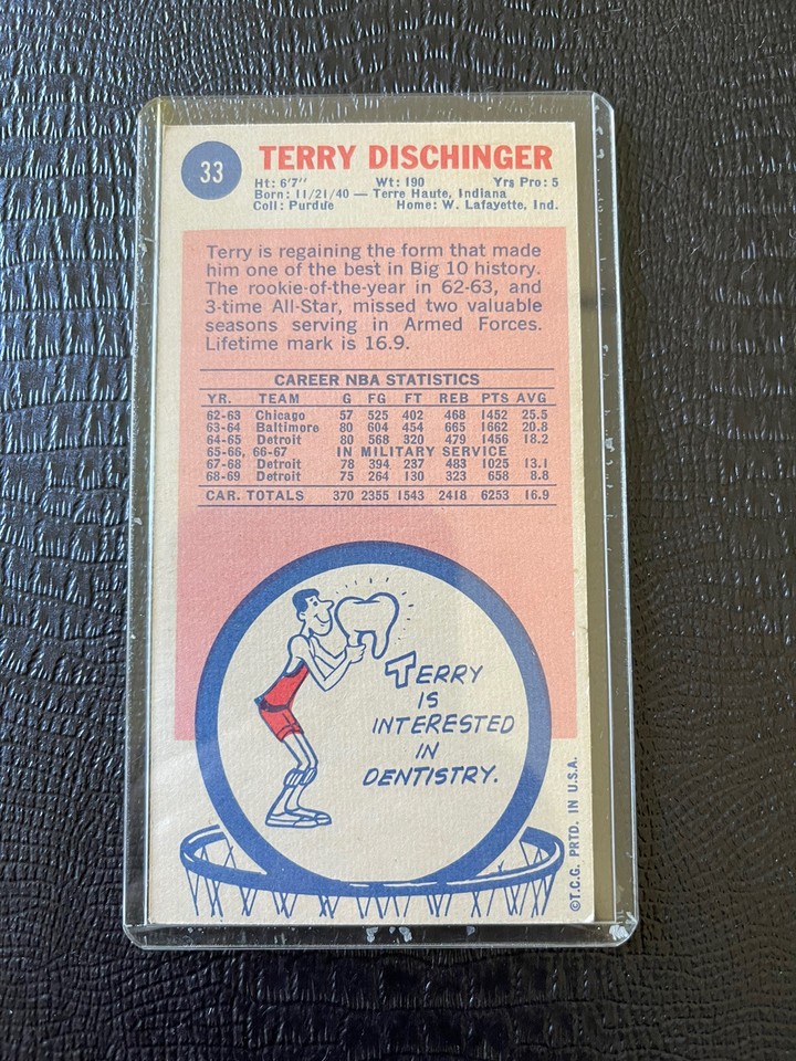 TERRY DISCHINGER Topps 1969-70 #33 UNCIRCULATED | eBay