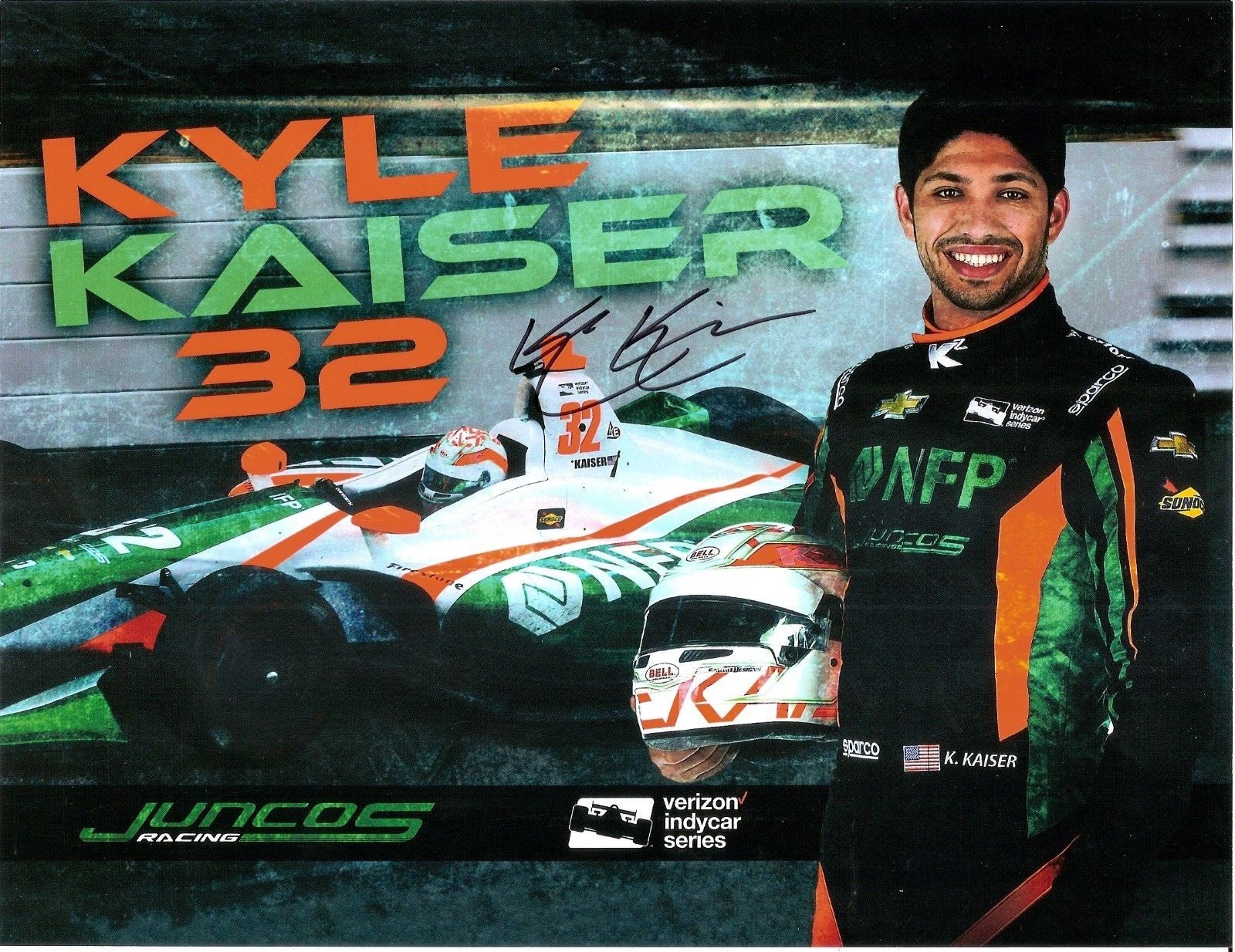 2018 KYLE KAISER signed INDIANAPOLIS 500 HERO PHOTO CARD INDY CAR CHEVY ...
