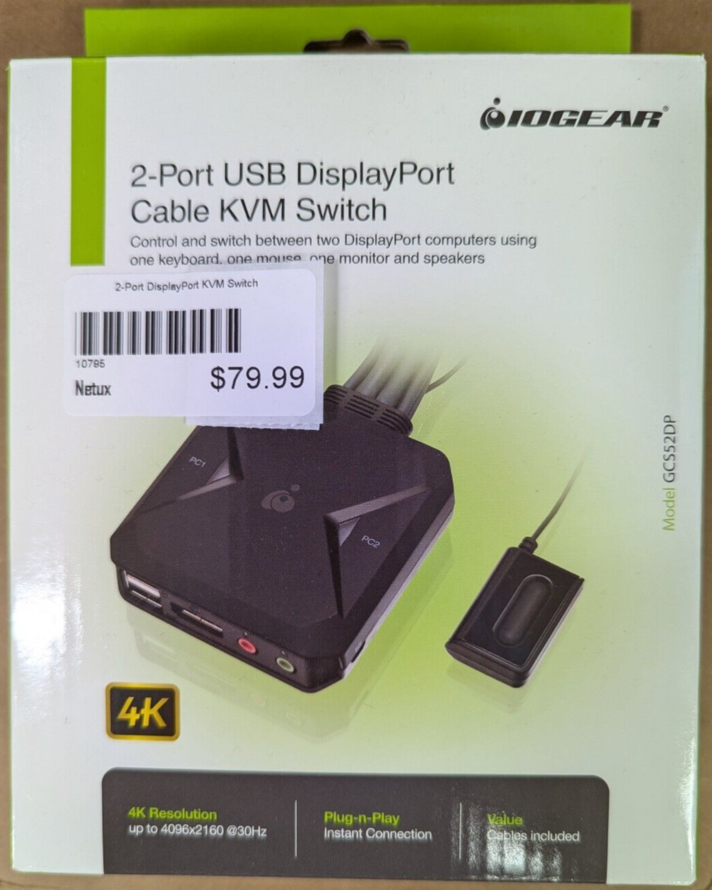 IOGEAR 2-Port 4K KVM Switch with DisplayPort, USB and Audio - GCS52DP ...