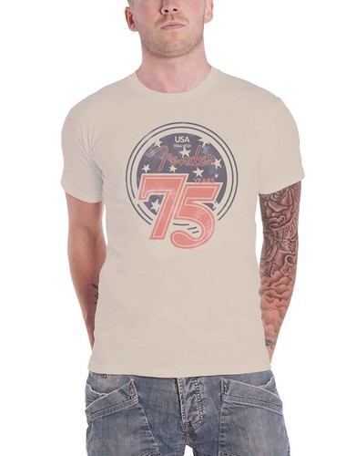 Fender T Shirt Star Spangled Logo new Official Mens Natural | eBay