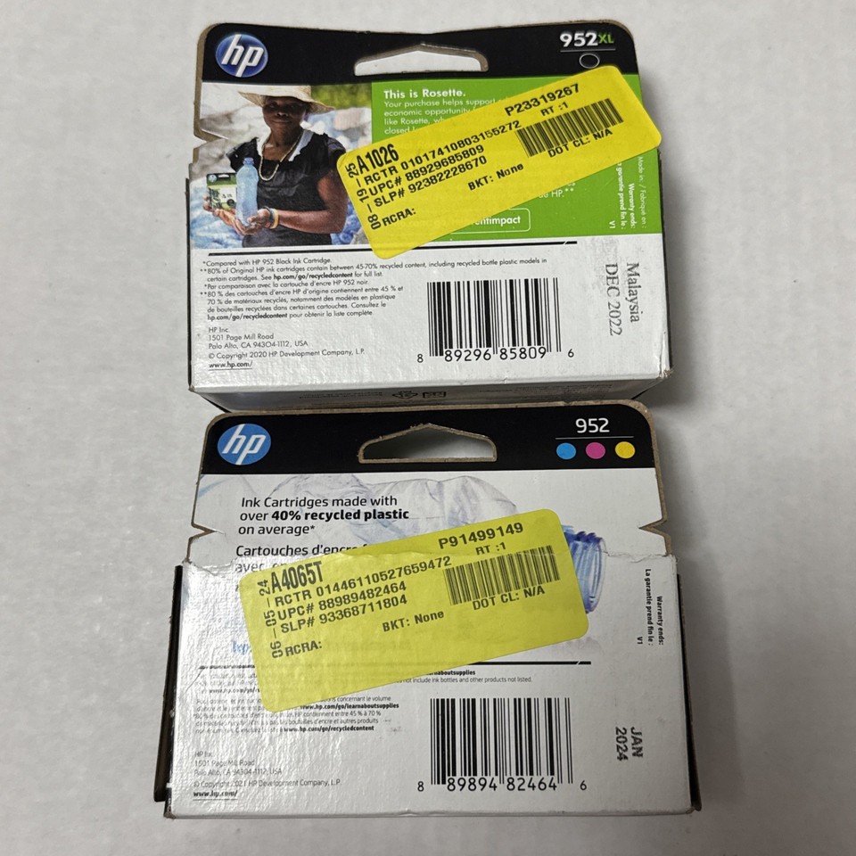 GENUINE HP 952XL BLACK and 952 Color Ink Cartridges New | eBay