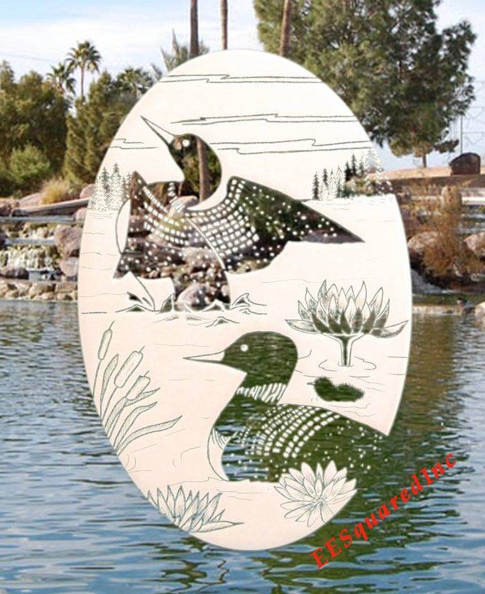 LOON STATIC CLING WINDOW DECAL New Oval 8x12 Vinyl Wild Ducks Glass ...