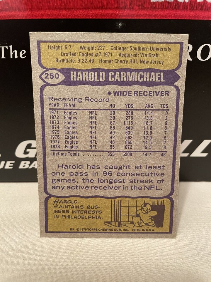 1979 Topps Football Card Harold Carmichael #250 EX/NM Combined Shipping ...