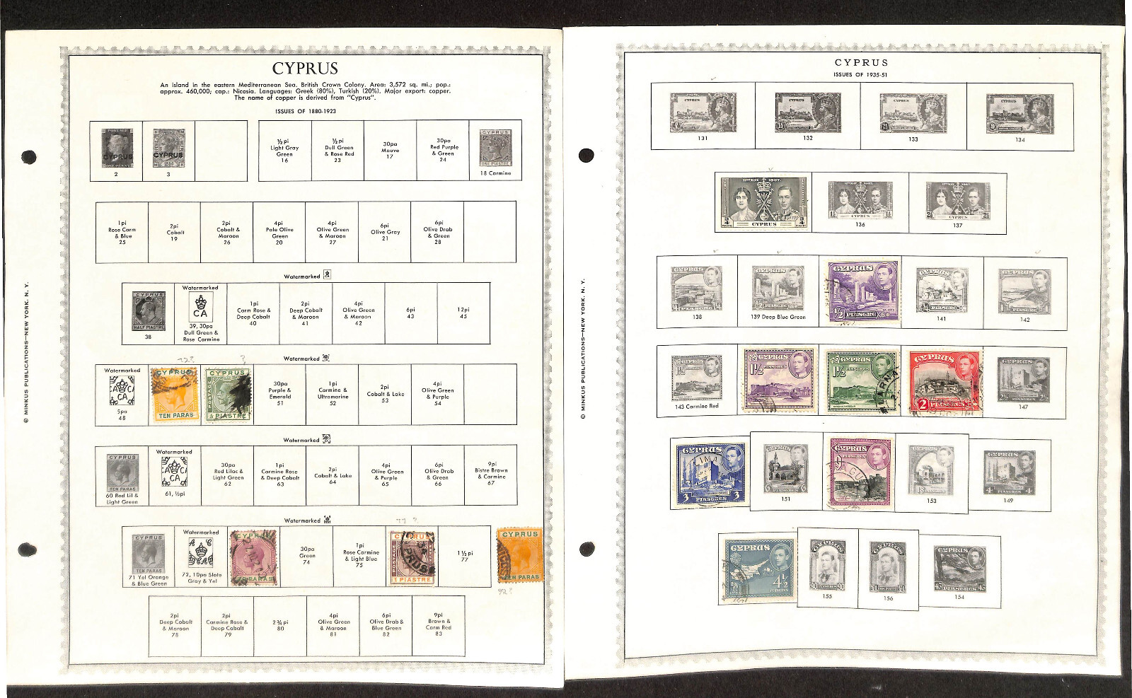 Cyprus Stamp Collection on 26 Minkus Global Pages, 1880-1960, 1976-88 ...