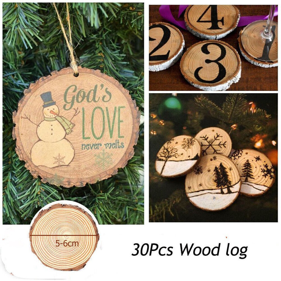 120Pcs Wood Log Slices Discs Round 5-6cm Pyrography Rustic DIY Crafts ...