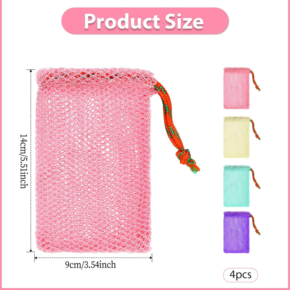 4 Pack Soap Savers, Exfoliating Mesh Soap Pouch, Foam Net Soap Saver ...