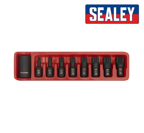 Sealey AK5611 9pc Impact Grade SPLINE BIT SET S2 Steel - M6 - M18 - 12 ...