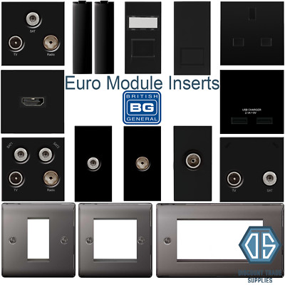 BG Black Nickel Black Euro Data Module Inserts HDMI TV SAT Cat5 Cat6 ...