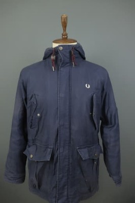 Fred Perry Navy Cotton Long Sleeve Hooded Full Zip Portwood Parka ...
