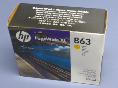 HP 863 PageWide XL 500ml YELLOW Ink Cartridge F9K39A EXP 03/2023 | eBay