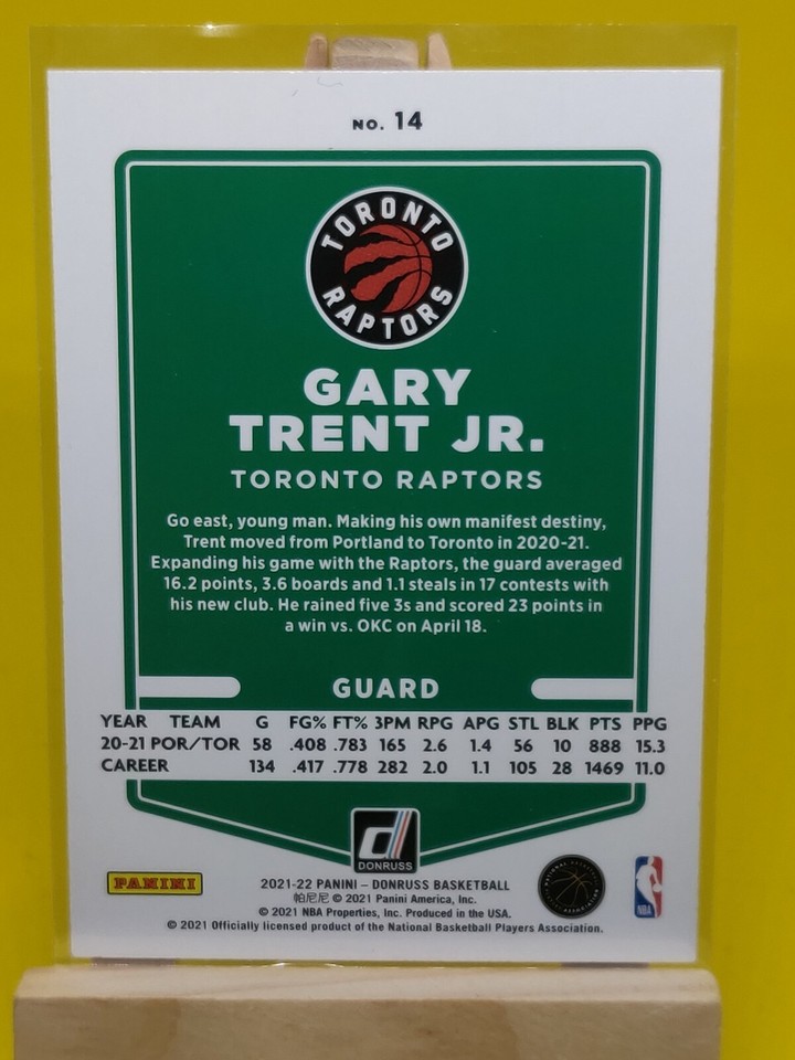 Gary Trent Jr. - 2021-22 Donruss - Holo Orange Laser parallel #14 | eBay